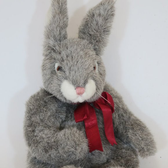 Ty | Toys | Ty Vtg 995 Original Grey Bunny Rabbit Red Bow White ...